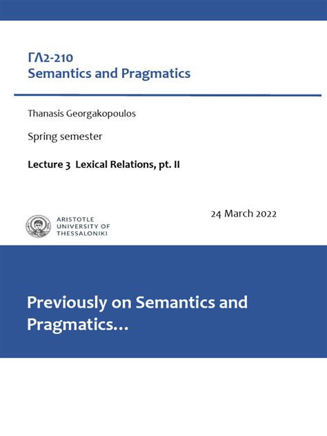 Lecture 3lexical Relations Pt Ii Pdf