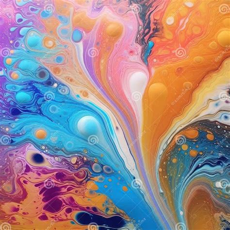 Vibrant Abstract Fluid Art With Swirling Patterns In Orange Blue Pink And Purple Hues