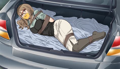 Rule 34 Arms Tied Behind Back Bondage Bound Ankles Bound Legs Brown Eyes Brown Hair Car Trunk