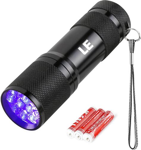 Le Led Ultravioleta Luz Negra Linterna Uv Led 9 Led 395nm Detector De Manchas Y Orina De