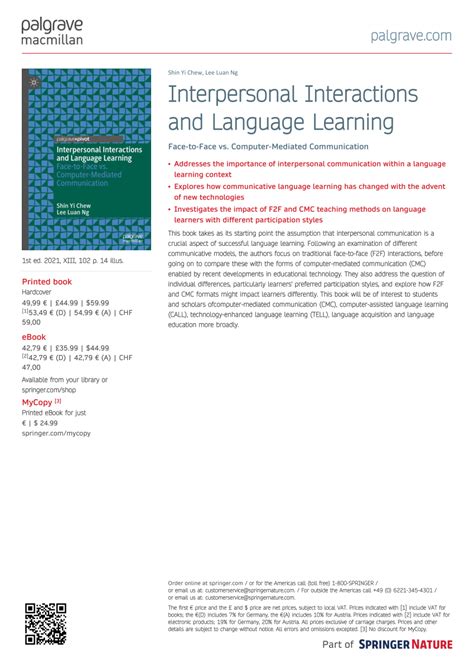 Pdf Interpersonal Interactions And Language Learning Face To Face Vs
