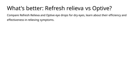 Whats Better Refresh Relieva Vs Optive Meds Is