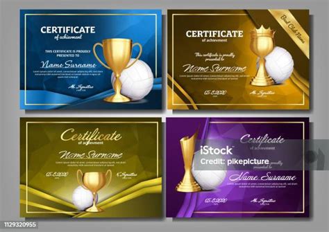 골든 컵 배구 게임 인증서 디플로마 벡터를 설정합니다 스포츠 수상 템플릿입니다 성과 디자인입니다 배경 명예 챔피언입니다 최고 상금입니다 우승자의 트로피 서식 파일 그림 상에