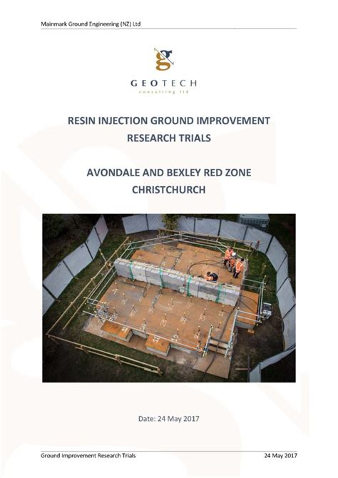 Resin Injection Ground Improvement Research Trials New Zealand Geotechnical Society