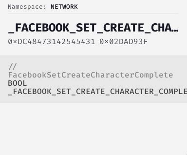 FacebookSetCreateCharacterComplete FiveM Natives Cfx Re Docs