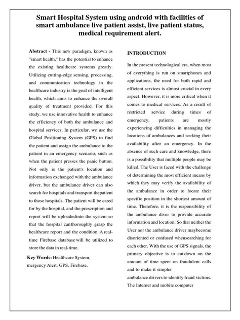 Smart Hospital System Using Android With Facilities Of Smart Ambulance