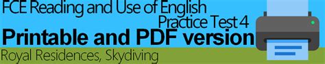 Fce Reading And Use Of English Practice Test 4 Printable