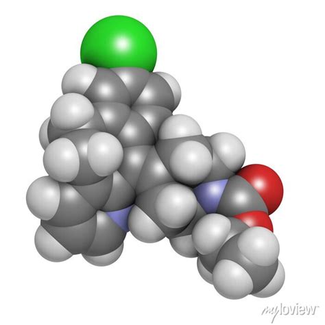 Loratadine Antihistamine Drug Chemical Structure • Wall Stickers Molecular Model Atomic