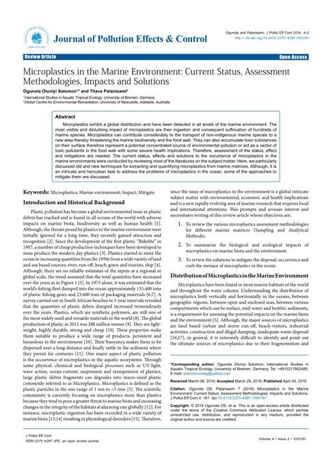 Pdf Microplastics In The Marine Environment Current Status