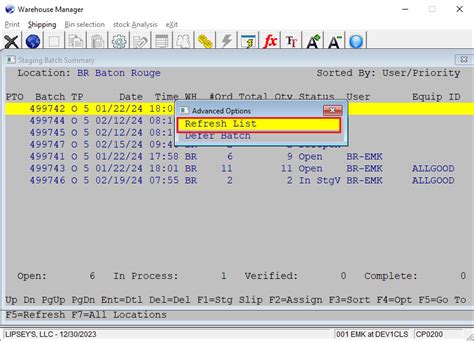 Feature Pick Order Processing Summary Refresh List Option Elliott Support Center User