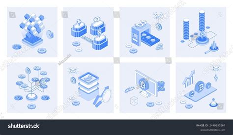cryptocurrency 3d isometric concept set isometric stock vector royalty free 2449657667