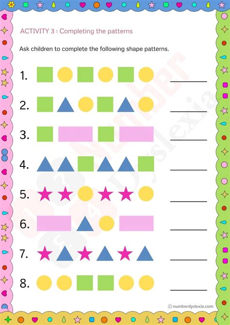 Printable Elementary Grade Shape And Pattern Lesson Plan PDF Included Number Dyslexia