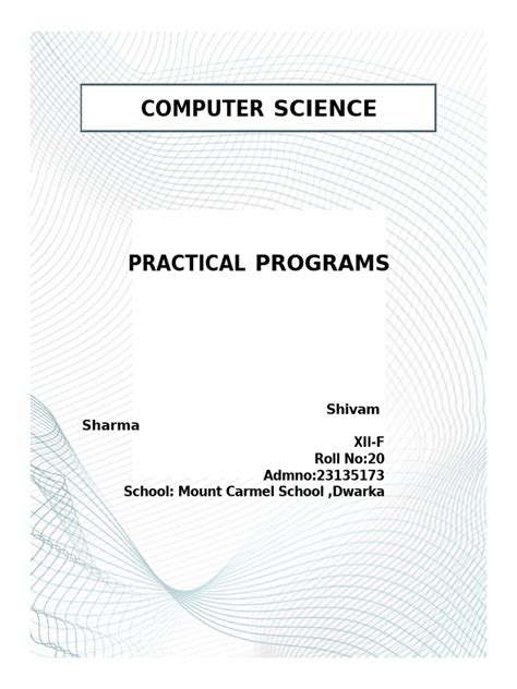 Shivam Cs Practical Pdf Databases Computer Data