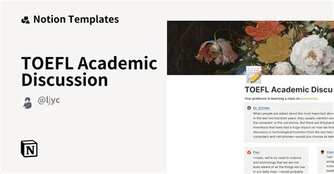 Toefl Academic Discussion Template Notion Marketplace
