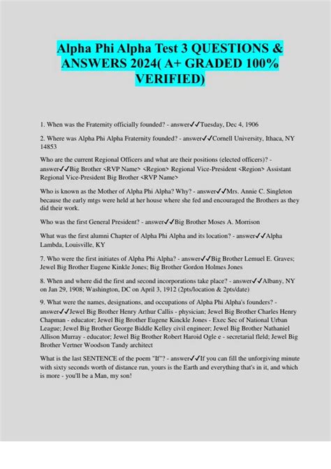 Alpha Phi Alpha Test 3 QUESTIONS ANSWERS 2024 A GRADED 100 VERIFIED Alpha Phi Alpha