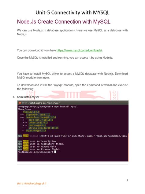Unit 5 Mysql Connectivity Pdf My Sql Databases