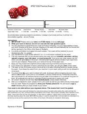 Practice Midterm Pdf STAT Practice Exam Name Instructor Circle One Class Start Time