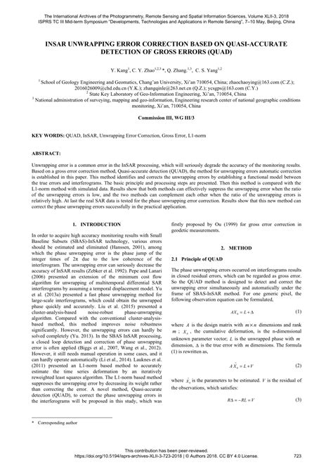 Pdf Insar Unwrapping Error Correction Based On Quasi Accurate Detection Of Gross Errors Quad