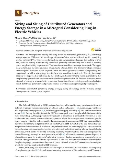 pdf sizing and siting of distributed generators and energy storage in a microgrid considering