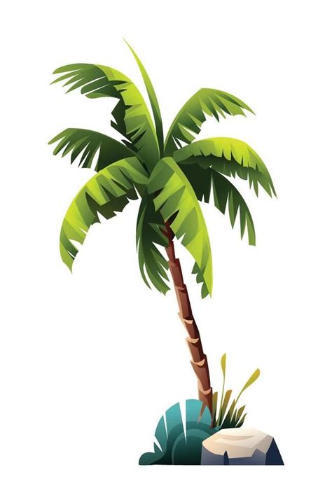 Tropical Coconut Palm Tree Illustration In Cartoon Style In 2025 Tree