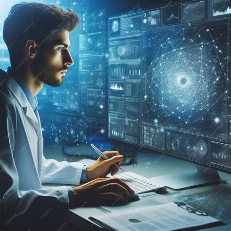 Scientist Computing Analysing And Visualizing Complex Data Set On