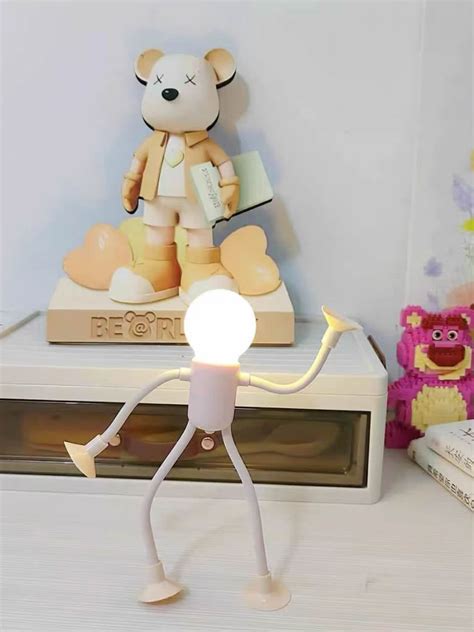 Funny Cartoon Humanoid Night Light With Suction Cup Small Light Bulb