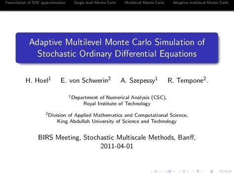 Pdf Adaptive Multilevel Monte Carlo Simulation Of Stochastic …€¦ · 4 Adaptive Multilevel Monte