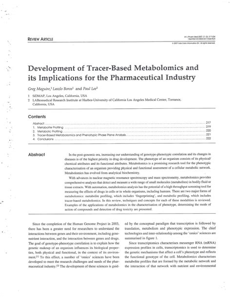 Pdf Development Of Tracer Based Metabolomics And Its Implications For