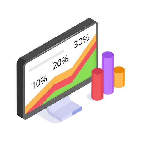 Premium Vector A Computer Screen Showing A Graph That Tracks Growth Performance In Percentages