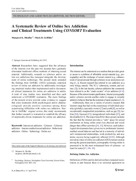 Pdf A Systematic Review Of Online Sex Addiction And Clinical