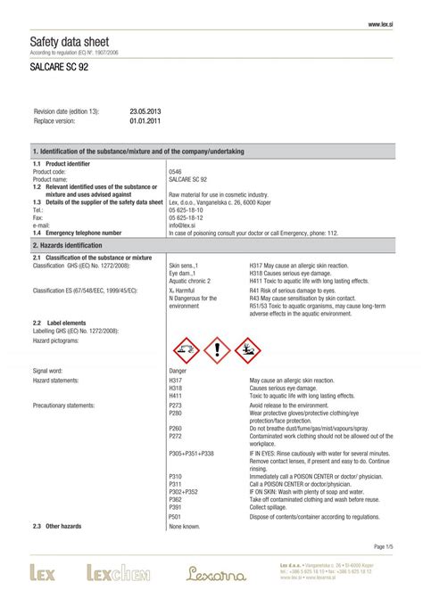 Safety Data Sheet En At Christopher Etheridge Blog