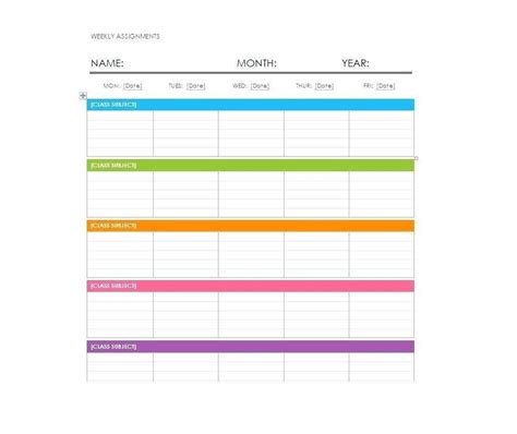 Class Schedule Template Html Cards Design Templates