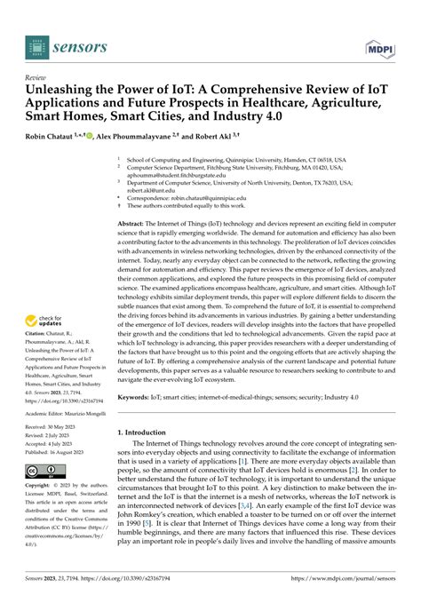 PDF Unleashing The Power Of IoT A Comprehensive Review Of IoT Applications And Future