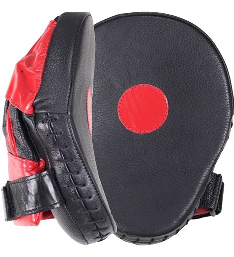 Cleto Reyes Leather Curved Punch Mitts In Black Red Premium Training