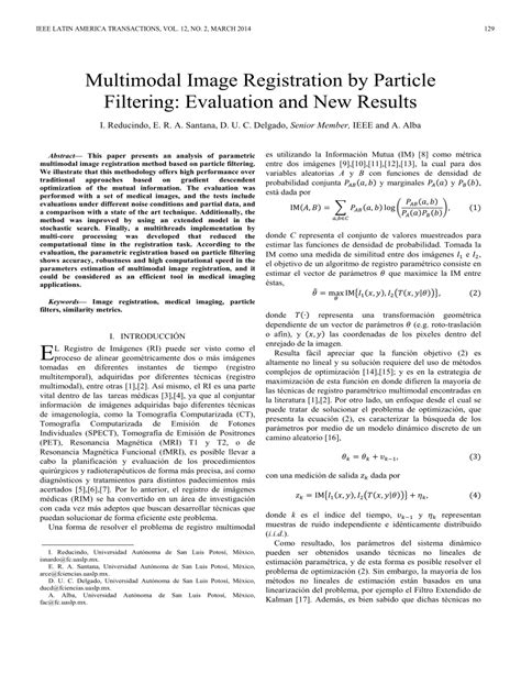 Pdf Multimodal Image Registration By Particle Filtering Evaluation And New Results