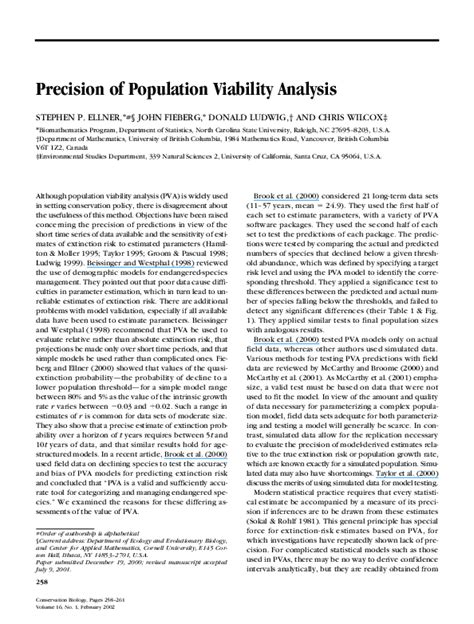 Pdf Precision Of Population Viability Analysis