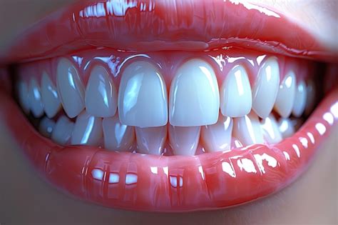 A Closeup Of A Patient39s Bright White Teeth With A Slight Smile