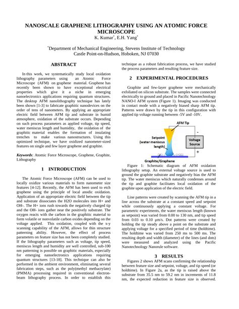 Pdf Nanoscale Graphene Lithography Using An Atomic Force Microscope