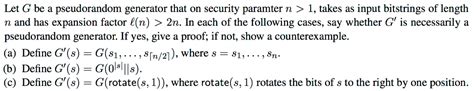 Solved Let G Be A Pseudorandom Generator That On Security