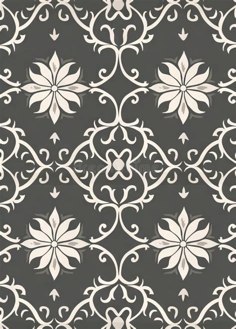 A Seamless Pattern With Flowers And Swirls Stock Image Image Of Black Design 323176417