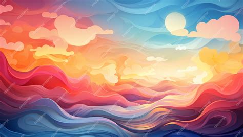 Premium Photo Abstract Ocean Wave With Sun And Sky Curvy Lines And Fluid Swirls Backdrop For
