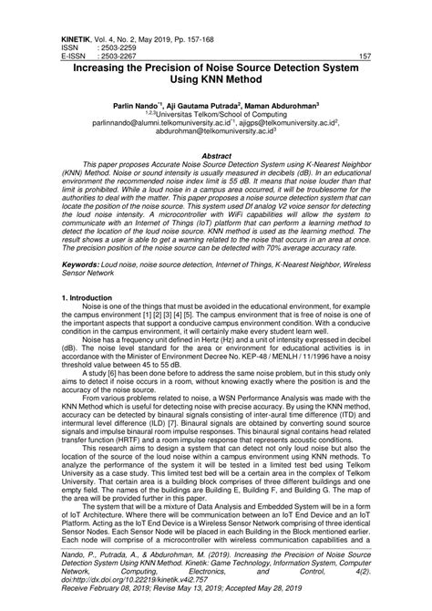 Pdf Increasing The Precision Of Noise Source Detection System Using Knn Method