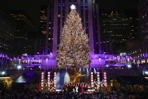 Iconic Christmas Tree At Rockefeller Center Illuminated