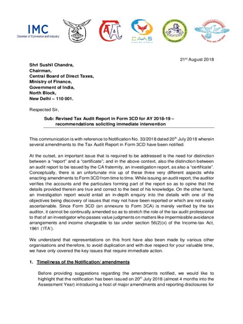 Fillable Online Revised Tax Audit Report In Form 3cd For Ay 2018 19 Fax Email Print Pdffiller