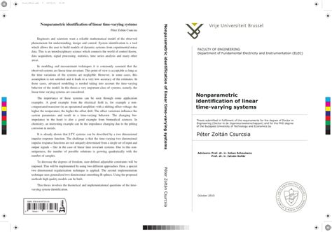 Pdf Nonparametric Identification Of Linear Time Varying Systems