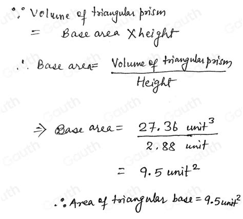 solved a triangular prism has a volume of 27 36 cubic units the prism