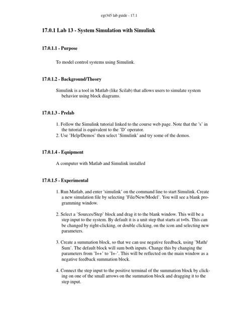 Lab Simulink Pdf Function Mathematics Matlab