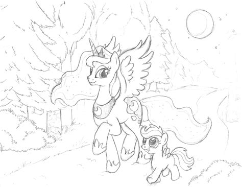436298 Safe Artistoomles Princess Luna Scootaloo Monochrome