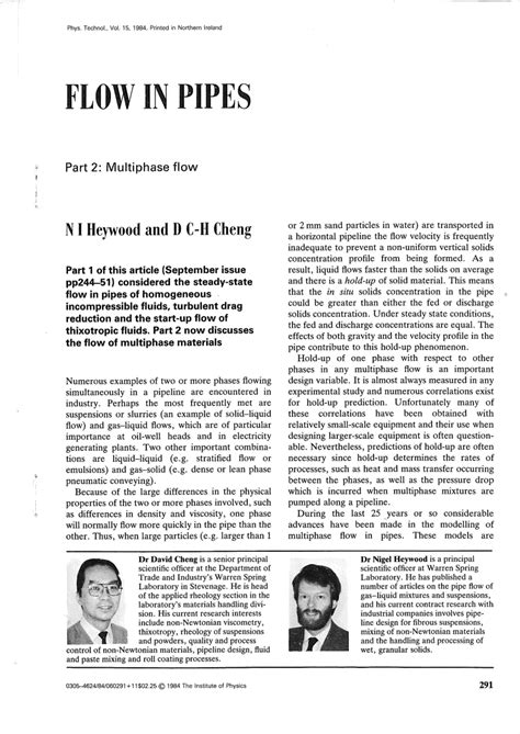 Pdf Flow In Pipes Ii Multiphase Flow