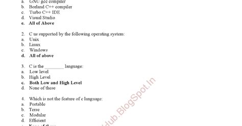 Basic C Language 80 MCQ PDF GnduHub Next Generation Knowledge Hub